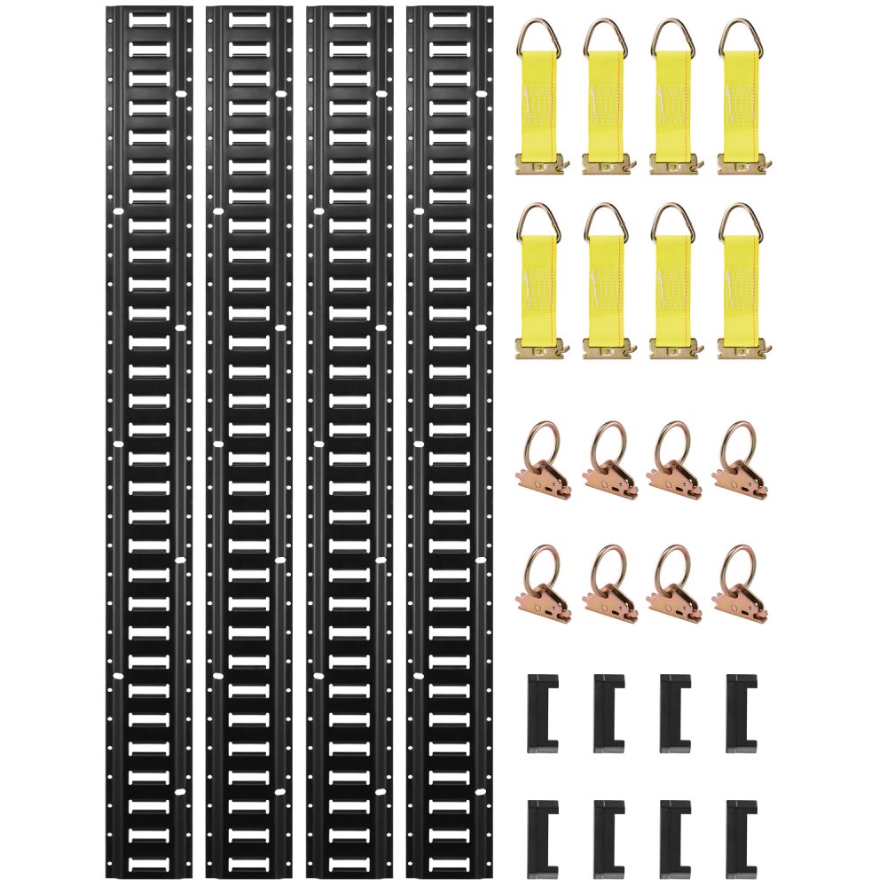 VEVOR E Track Tie-Down Rail Kit, 30PCS 5FT E-Tracks Set Includes 4 ...