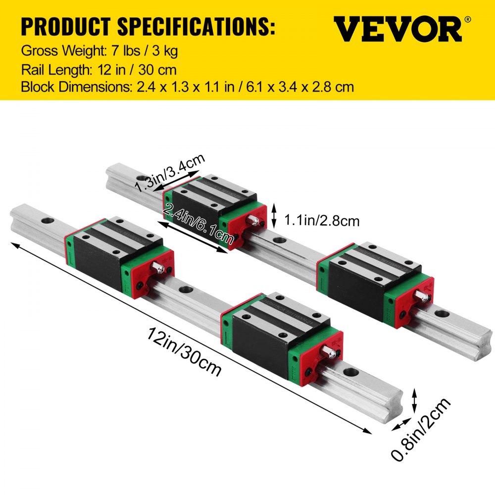 VEVOR Linear Rail 15-300mm 2X Linear Guideway Rail 4X Square Type ... VEVOR Linear Rail 15-300mm 2X Linear Guideway Rail 4X Square Type ...