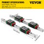 VEVOR Linear Rail 15-300mm 2X Linear Guideway Rail 4X Square Type ...