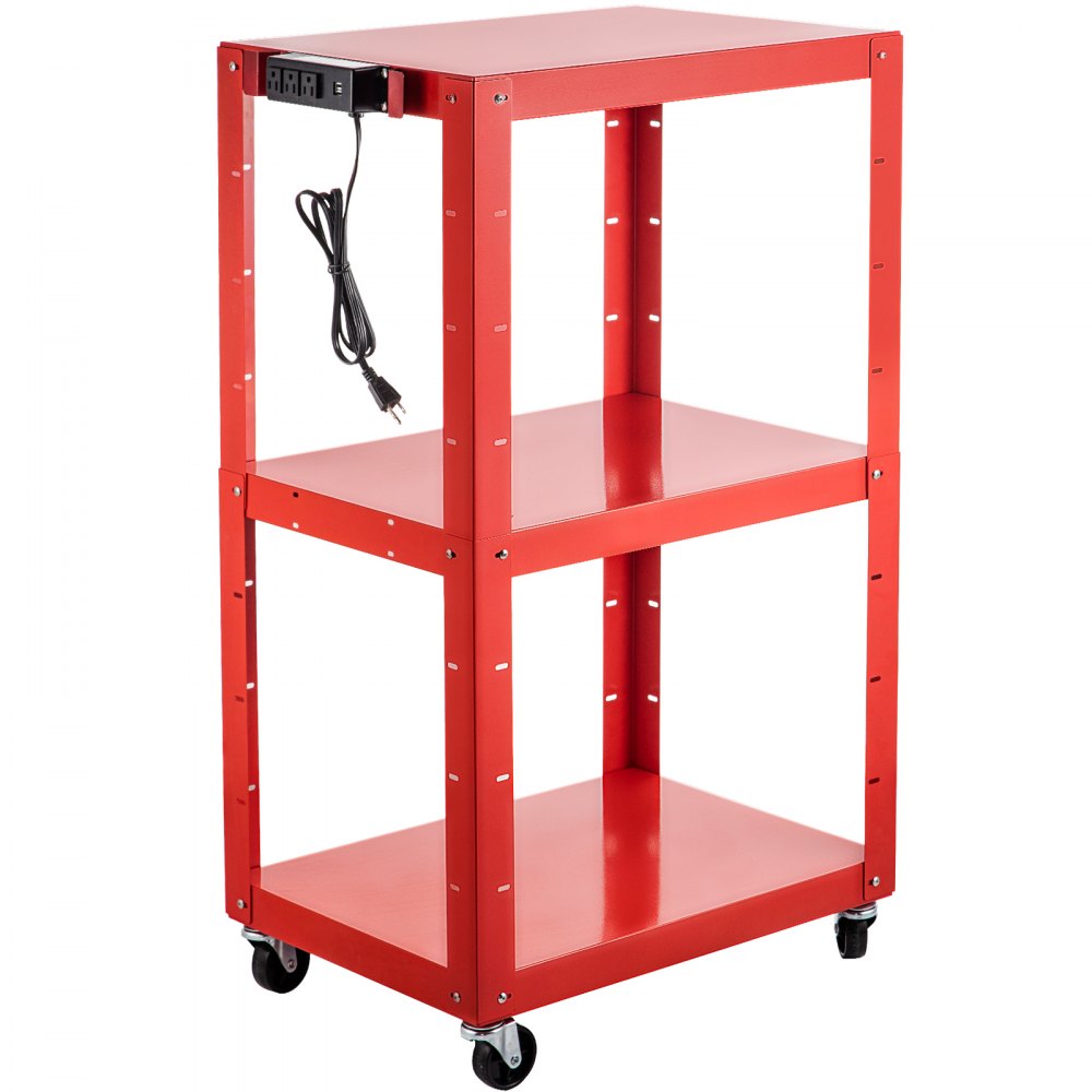 VEVOR Steel AV Cart, 26-41" Height Adjustable Media Cart with Electric ...