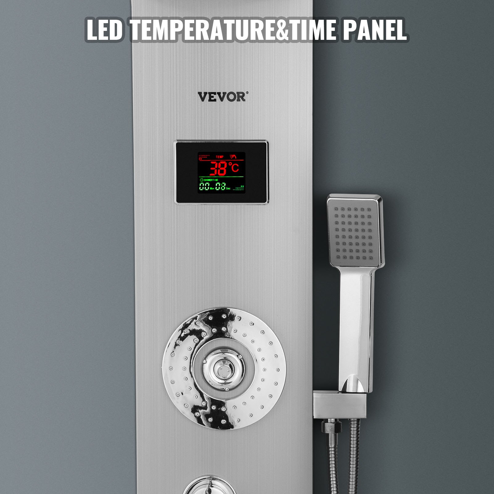 Vevor 6 In 1 Shower Tower Panel Stainless Steel Led Display Wall