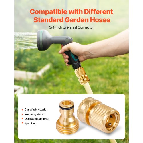 2 Set 3/4" Garden Hose Quick Connect Solid Brass Water Hose Fitting ...