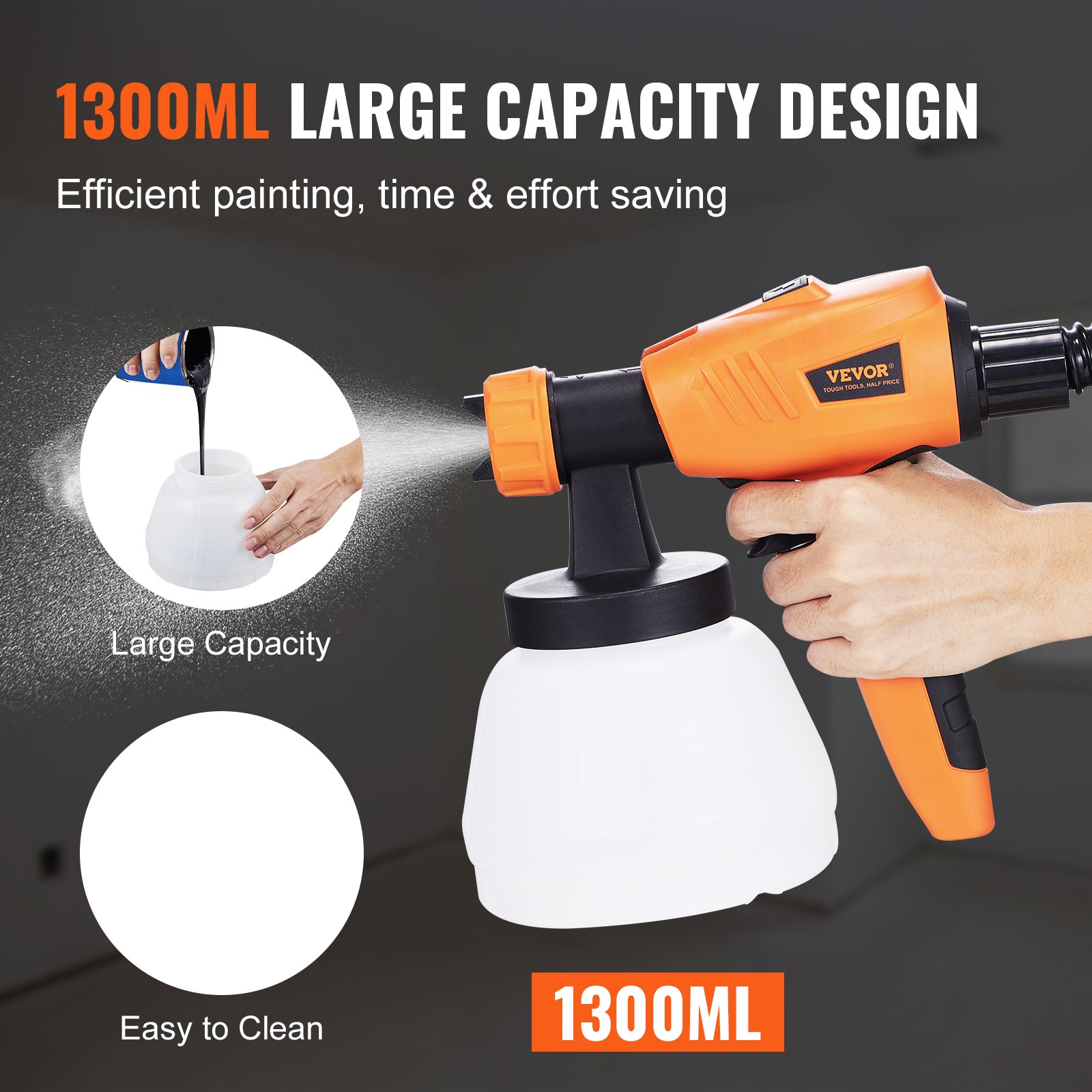 VEVOR Paint Sprayer, 500W Electric Spray Paint Gun with 10FT Air Hose ...