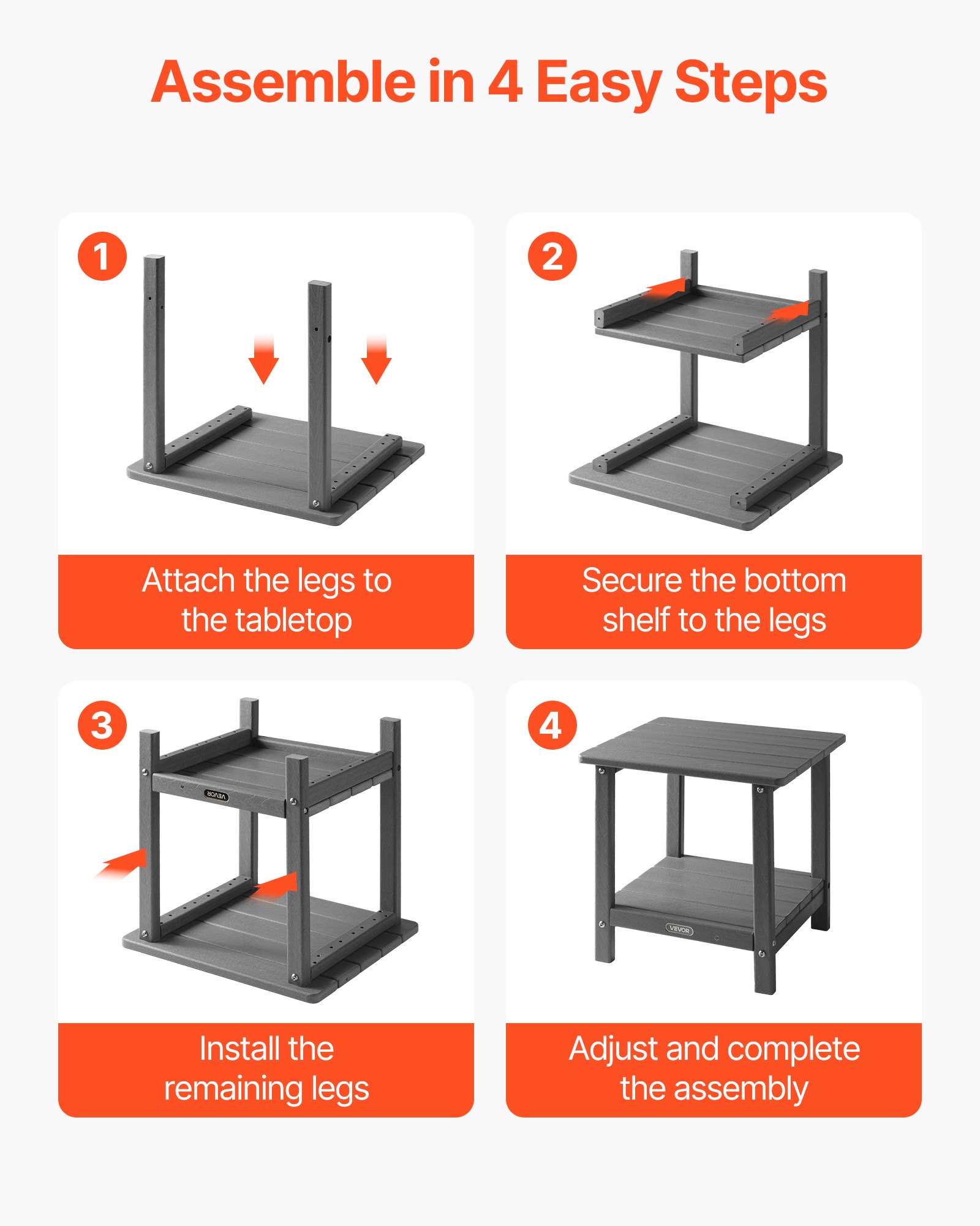 VEVOR Outdoor Side Table, 17.72W x 14.96D x 17.32H Inch, Double Layer ...