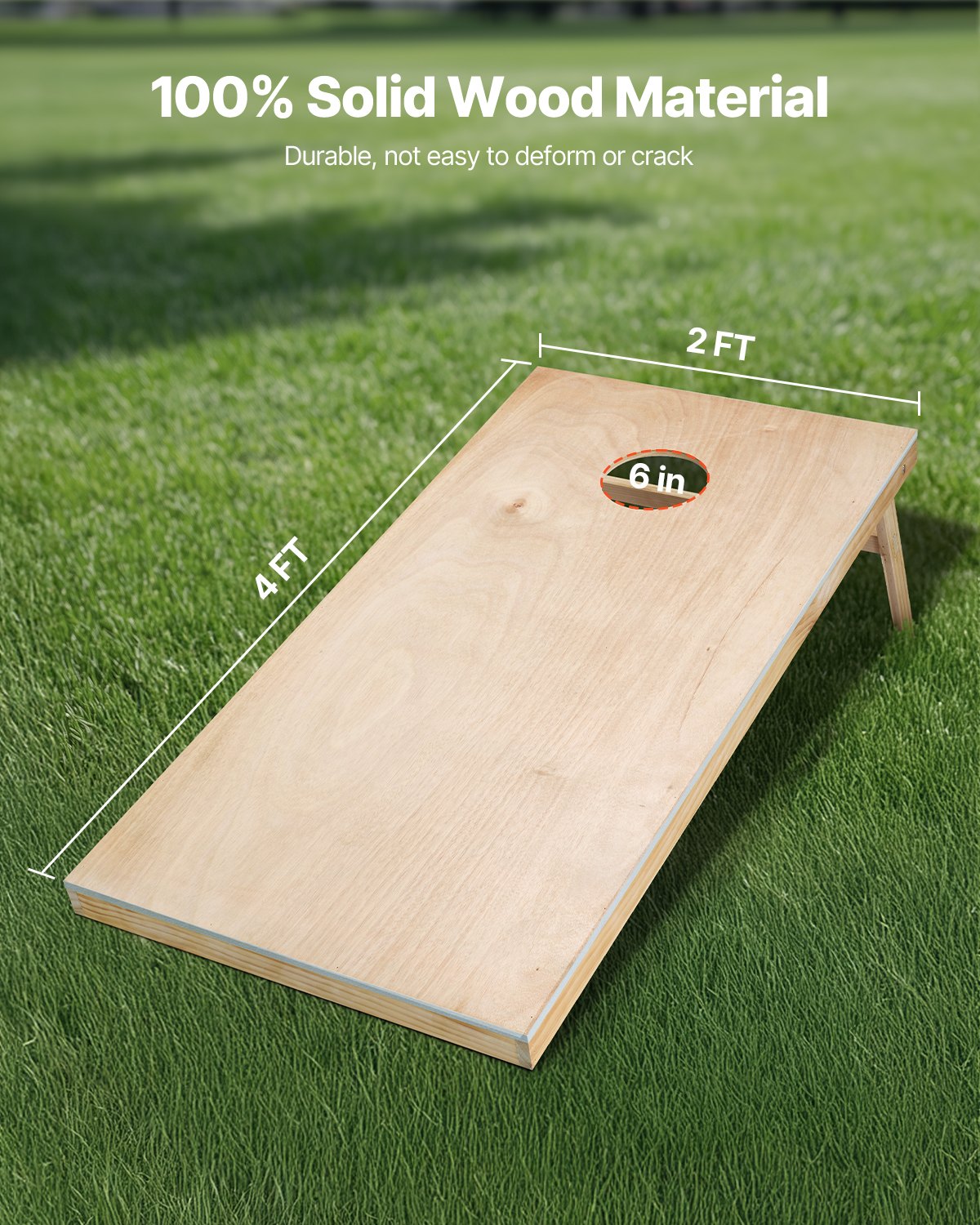 VEVOR Cornhole Set, 4x2 ft Corn Hole Game Boards, Solid Wood Portable ...