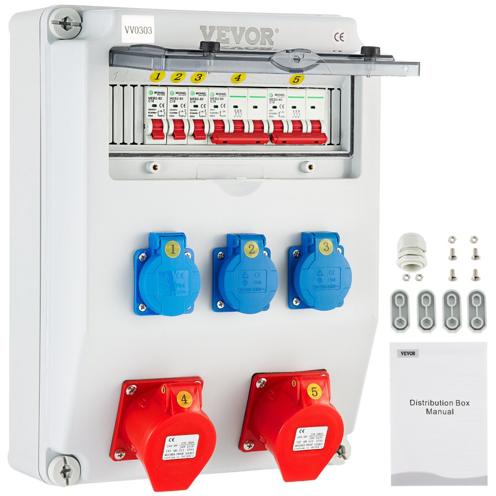 VEVOR Wall Power Distributor, ABS Plastic, Distribution Board with ...