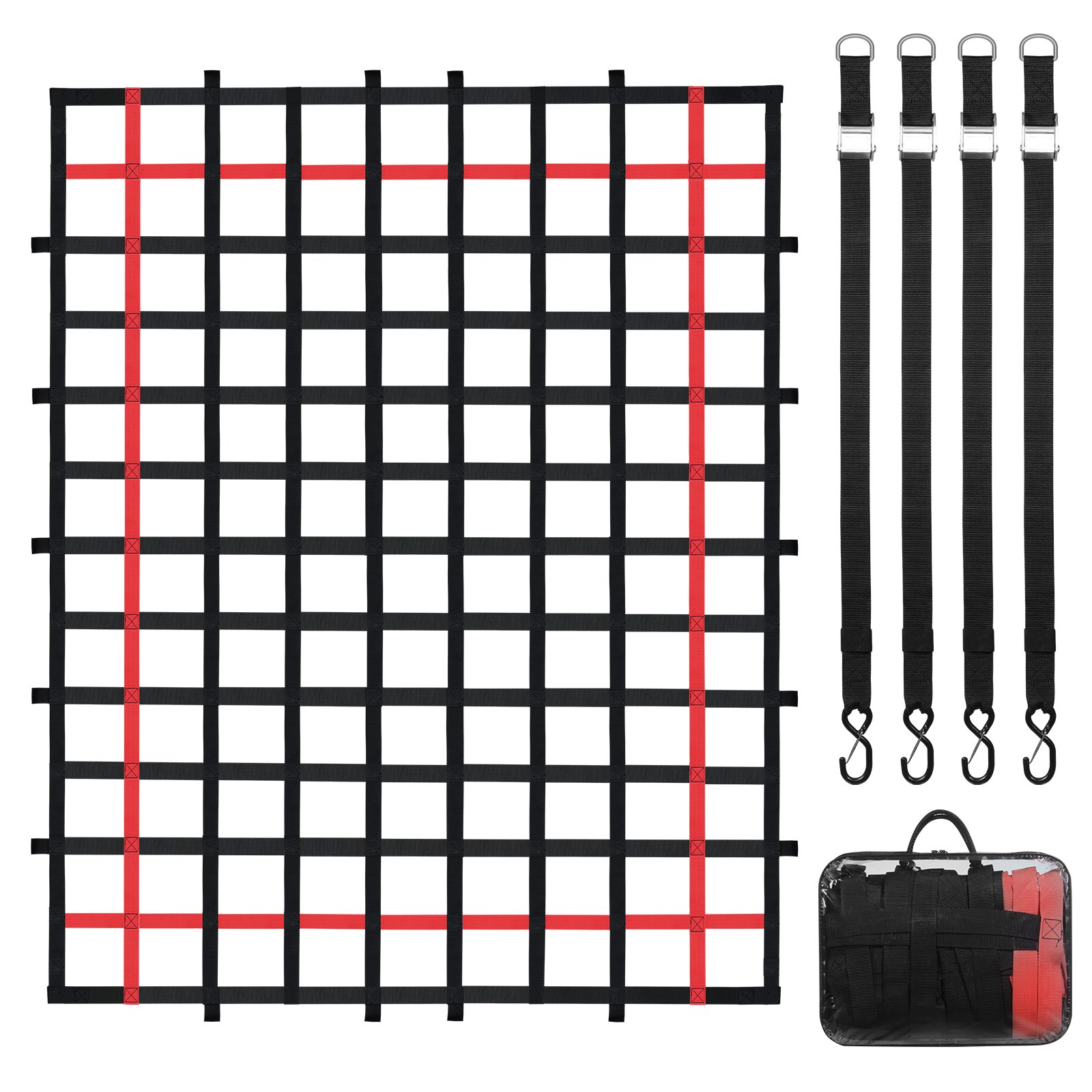 VEVOR Cargo Net Heavy Duty Cargo Net 96" x 72" Adjustable Buckles & S ...