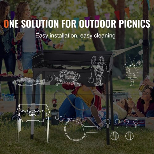 VEVOR Double Burner Outdoor Camping Stove, 60,000-BTU Camping Modular ...