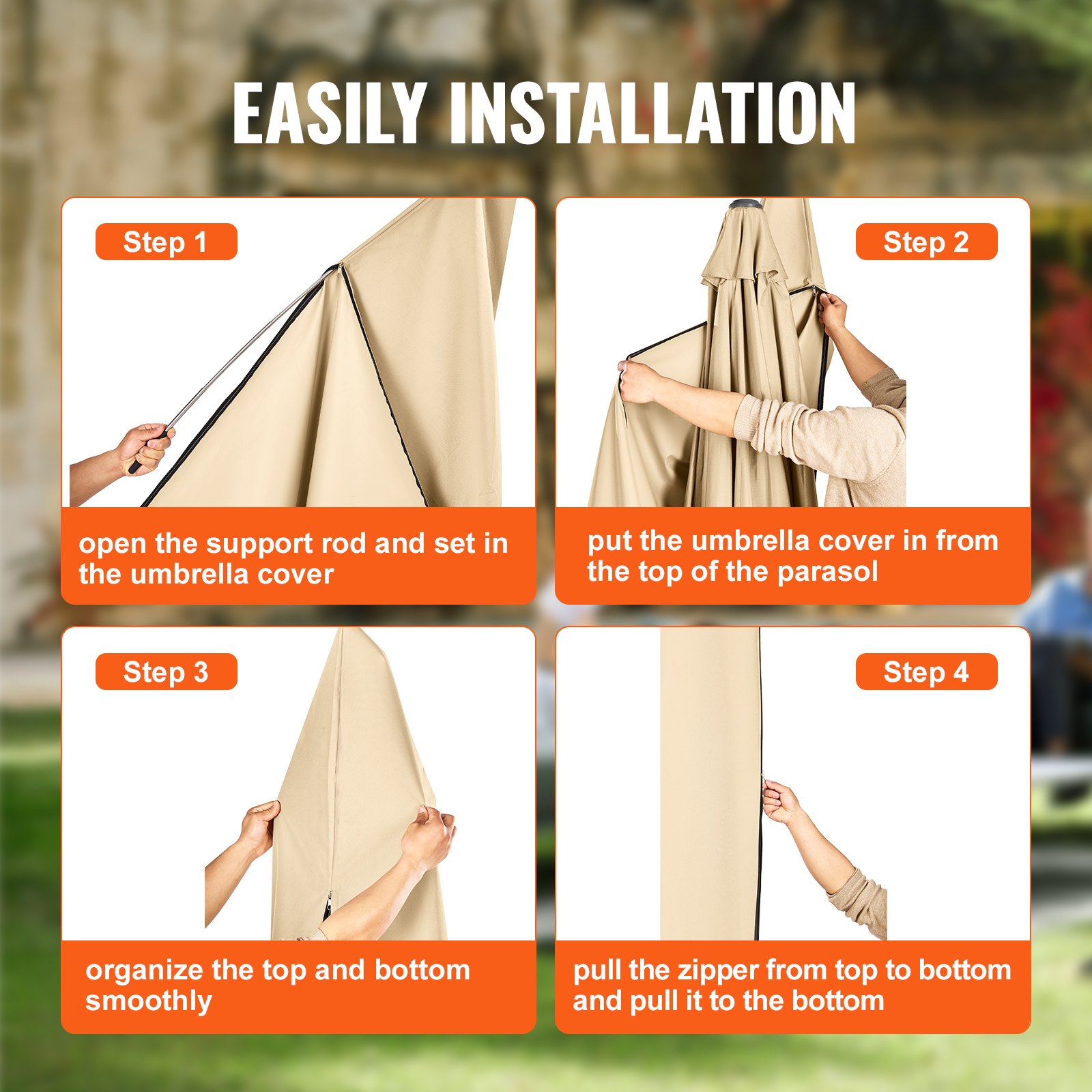 Patio Umbrella Cover for 7ft to 12ft Market Umbrellas, Water Resistant ...