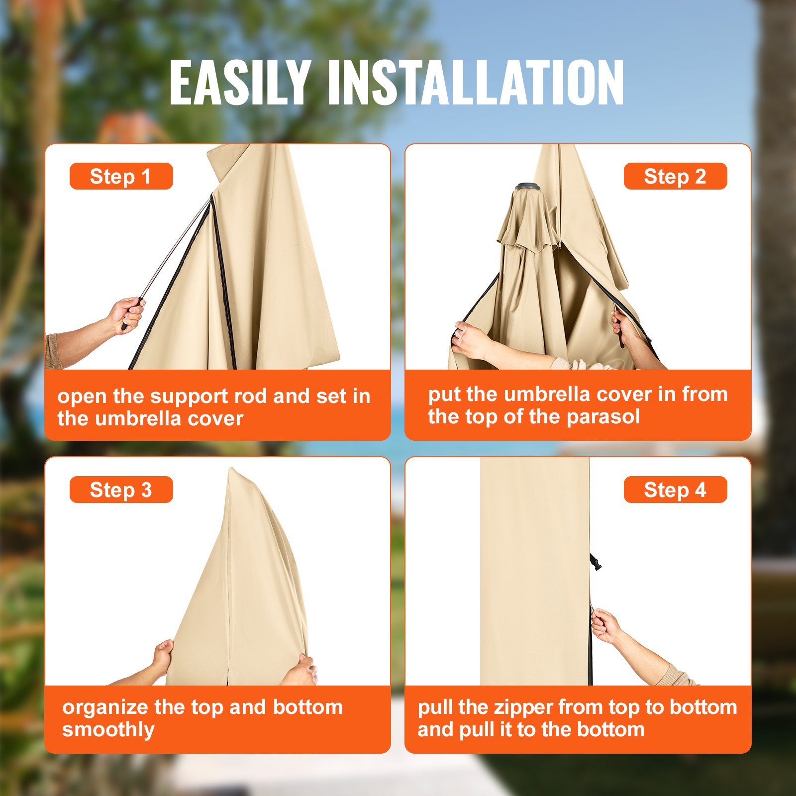 Patio Umbrella Cover for 7ft to 13ft Cantilever Umbrellas, Water ...