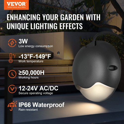 VEVOR Low Voltage Deck Lights, 3W 12V-24V LED Hardscape Lighting, IP66 ...