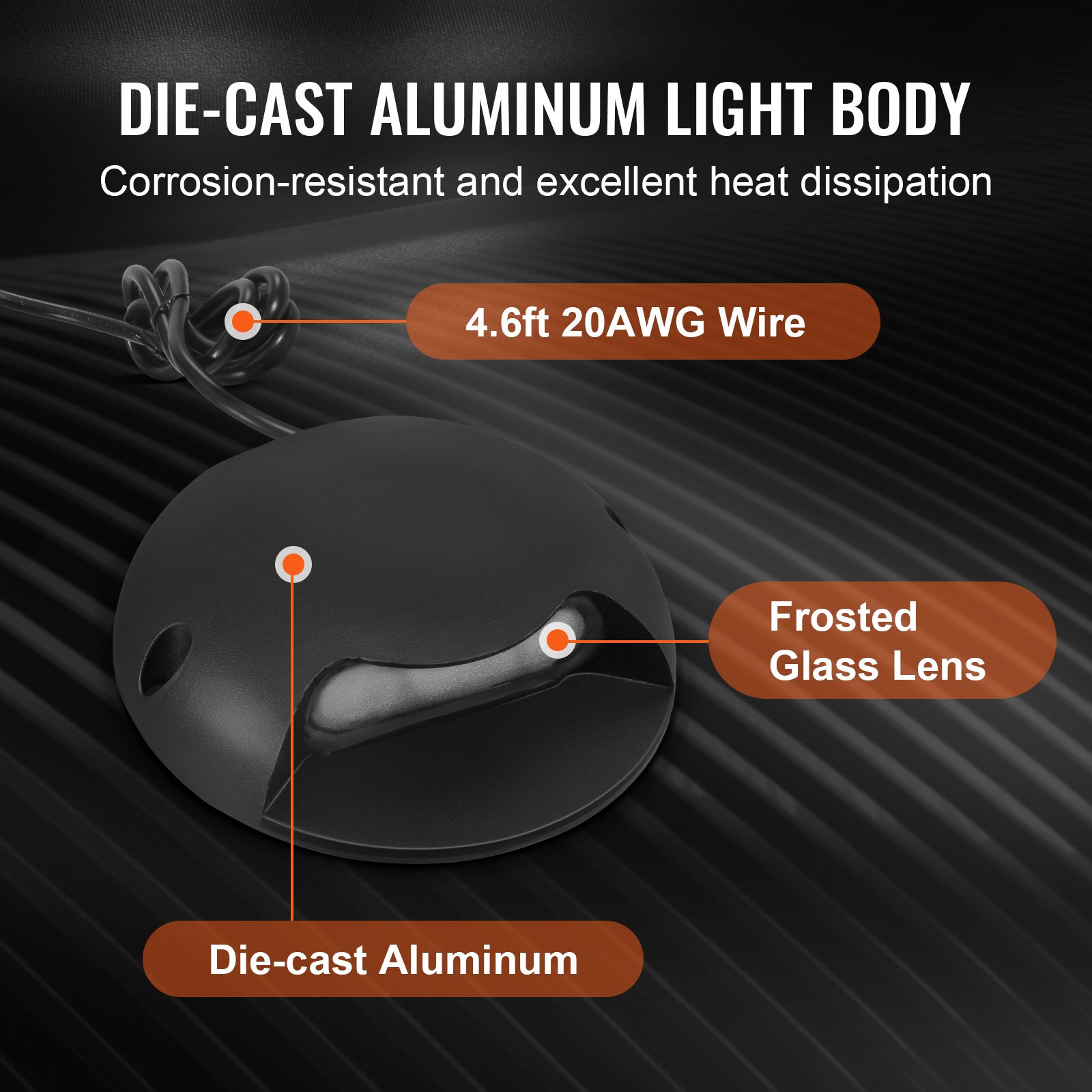 VEVOR Low Voltage Deck Lights, 3W 12V-24V LED Hardscape Lighting, IP66 ...