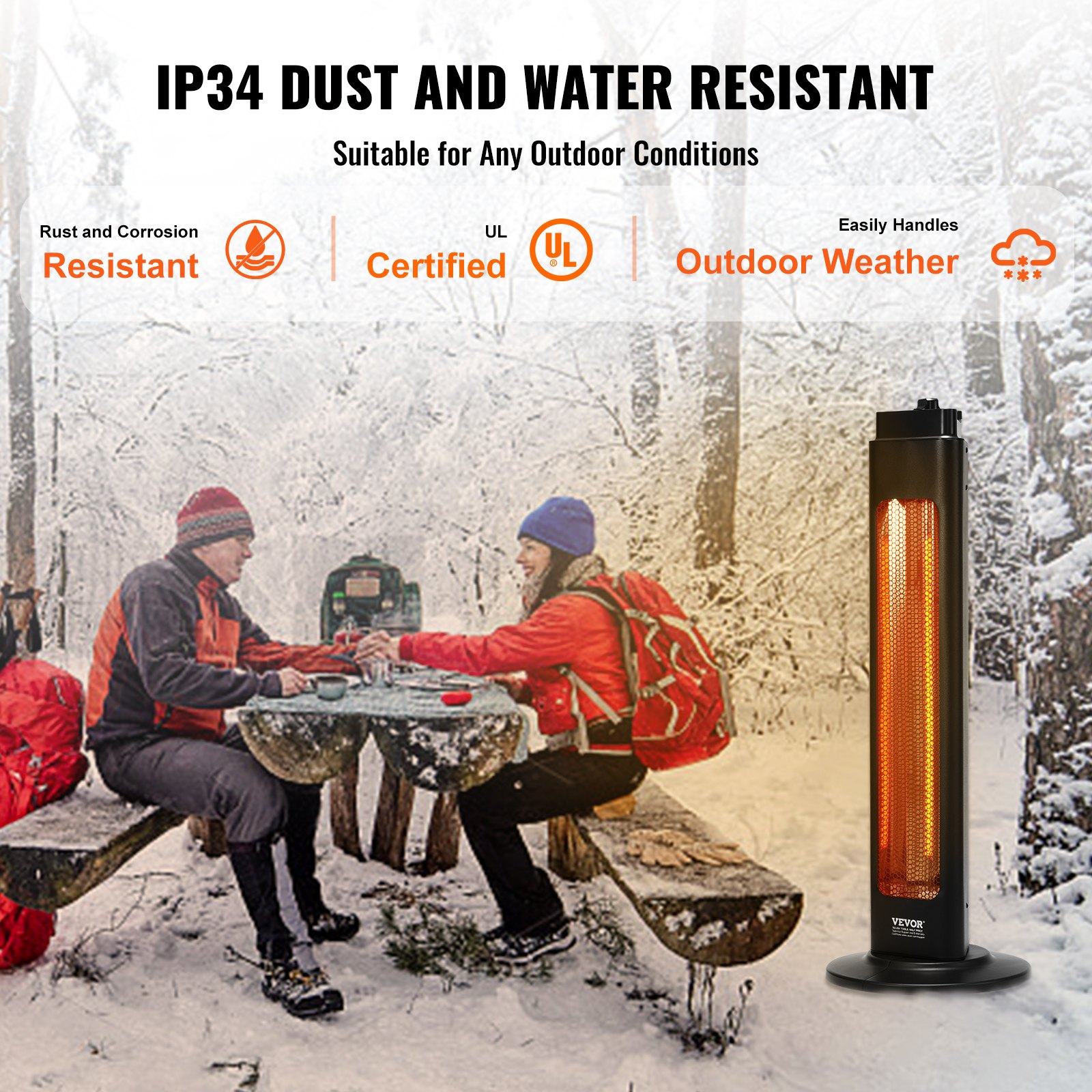 VEVOR Infrared Heater, 1500W Oscillation Electric Space Heater, Patio ...