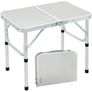 VEVOR Folding Camping Table Adjustable Height Outdoor Portable Side Tables Lightweight Fold Up Table Aluminum MDF Ultra Compact Work Table For Cooking Beach Picnic Travel 24x16 inch Silver VEVOR US