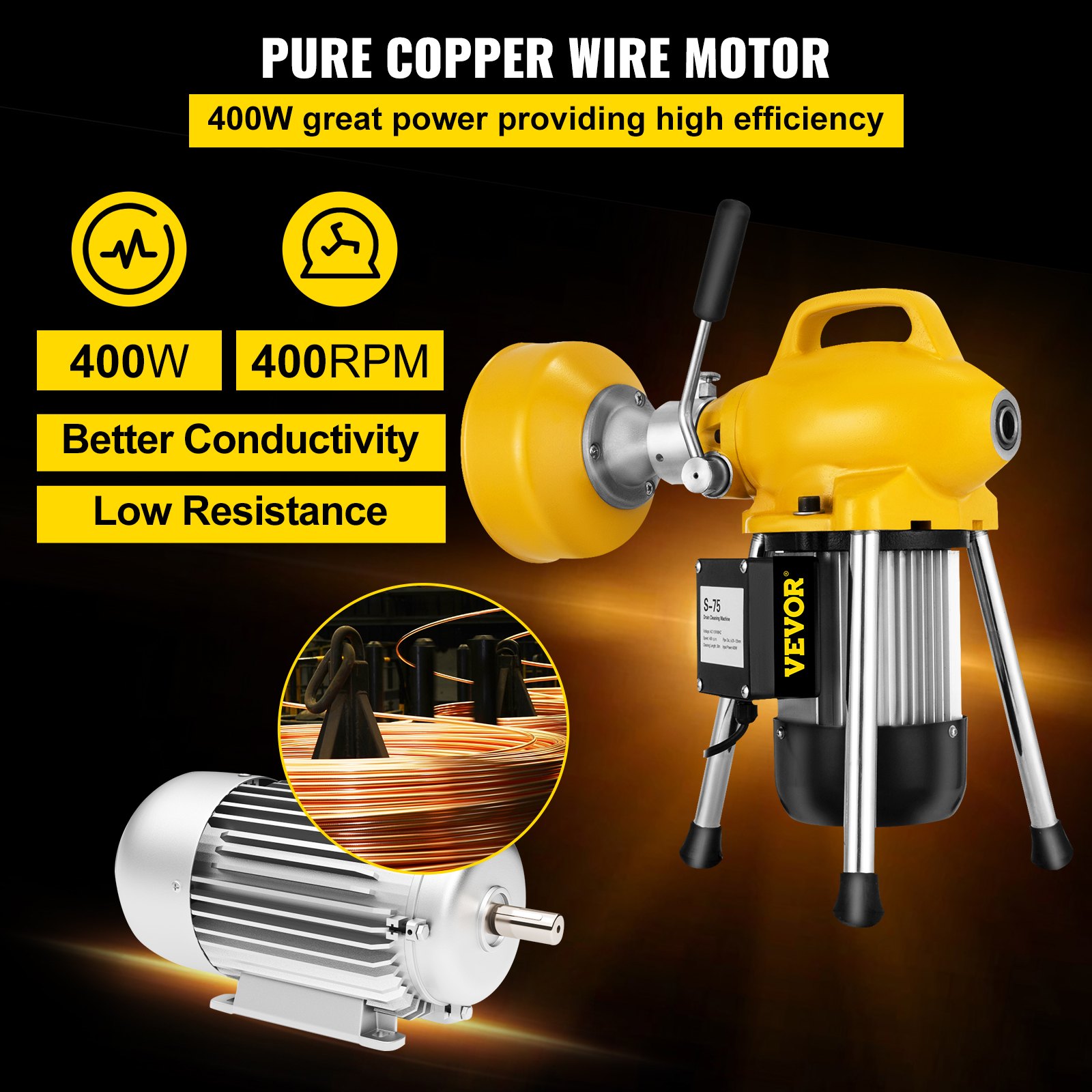 Sectional Drain Cleaning Machine 400W Drain Cleaner 20mx16mm & 5mx10mm ...