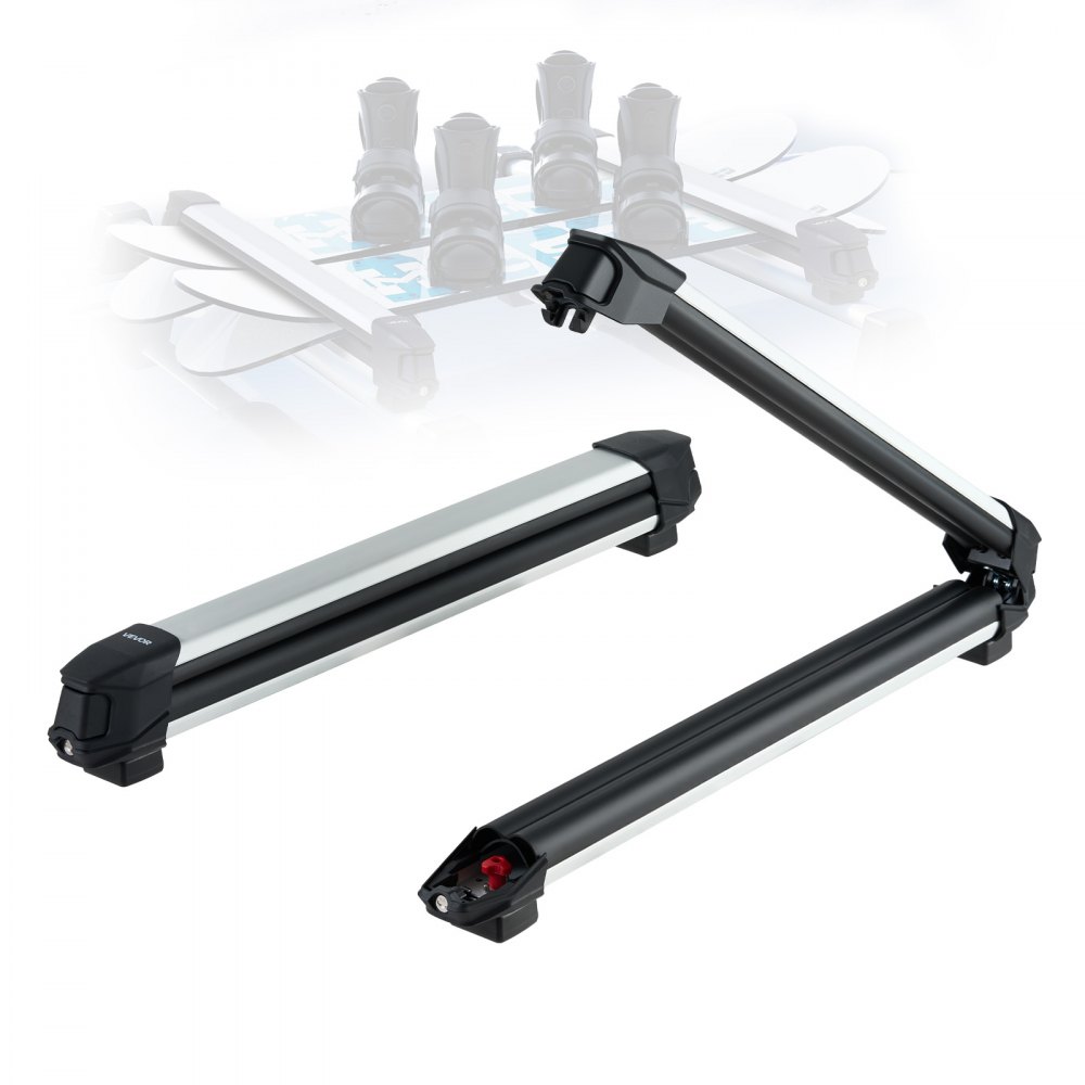 VEVOR Ski and Snowboard Roof Rack – 6 Pairs, 4 Snowboards