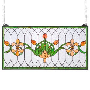 VEVOR Stained Glass Window Panel, 32 x 17 in, Tiffany Style Hanging ...