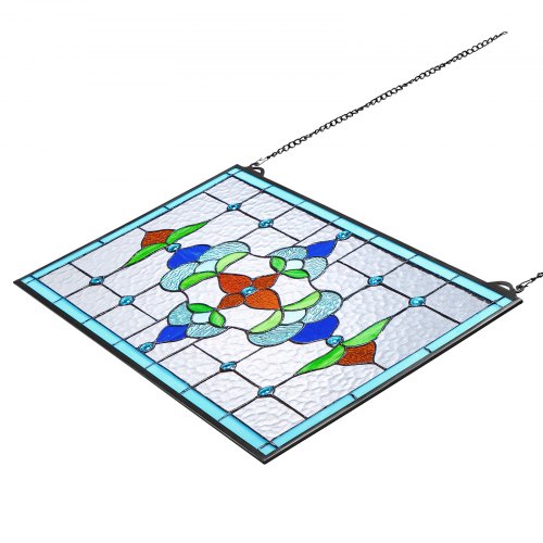 VEVOR Stained Glass Window Panel, 26 x 16 in, Tiffany Style Hanging ...