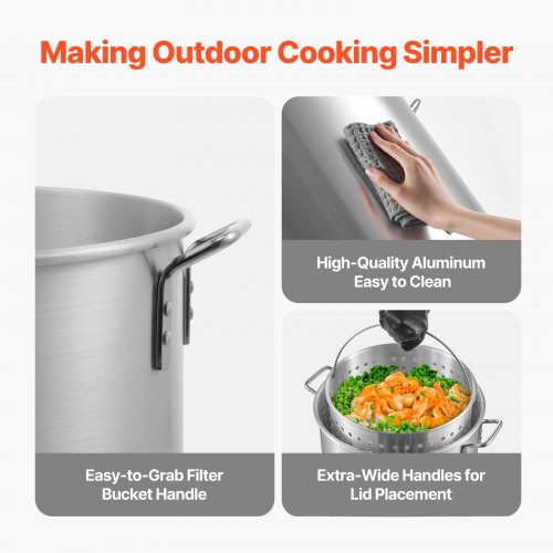 100 Qt Seafood Boiling Kit with Strainer Outdoor Crab Crawfish Cooking ...