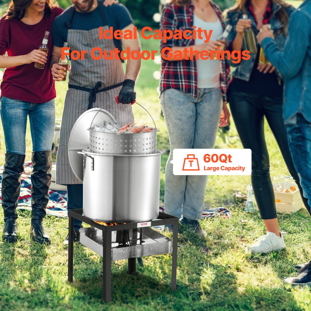 60 Qt Seafood Boiling Kit with Strainer Outdoor Crab Crawfish Cooking ...