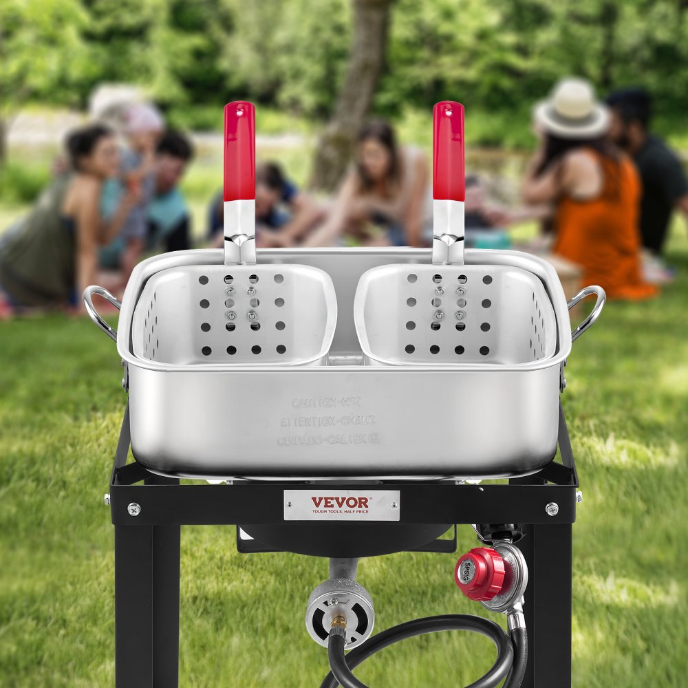 VEVOR 18 Qt Fish and Wing Fryer with Double Basket, Aluminum Propane ...