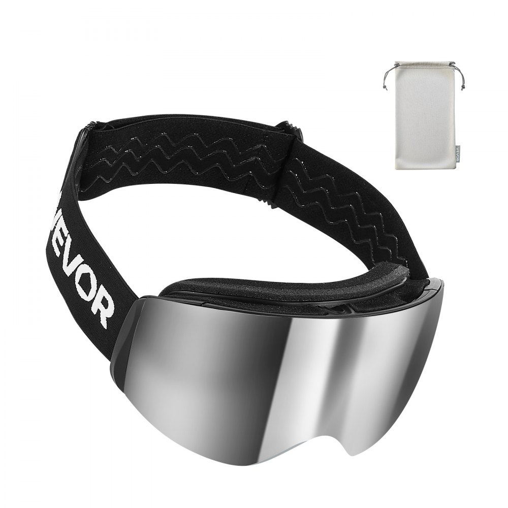 VEVOR Frameless Ski Goggles, Spherical Lens with Silver Mirror Revo ...