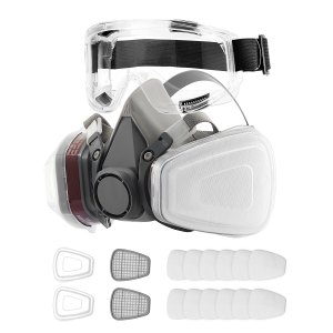 Respirator Mask Reusable Half Face Cover with Safety Glasses Filters ...