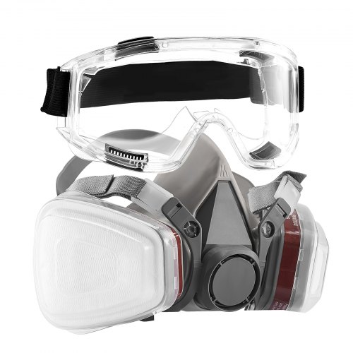 Respirator Mask Reusable Half Face Cover with Safety Glasses Filters ...
