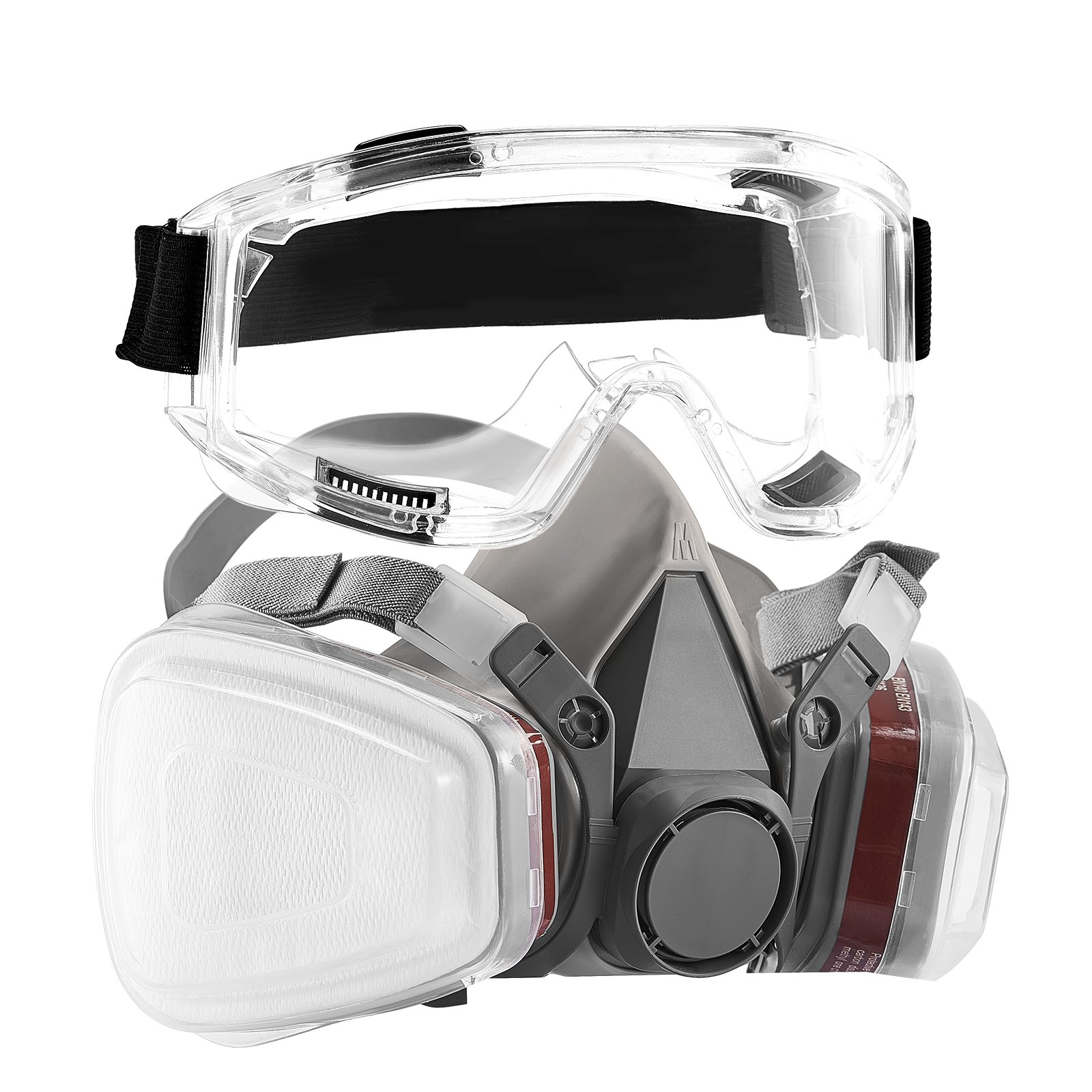VEVOR Half Respirator Mask – Dual Filters, 12 KN95 Inserts