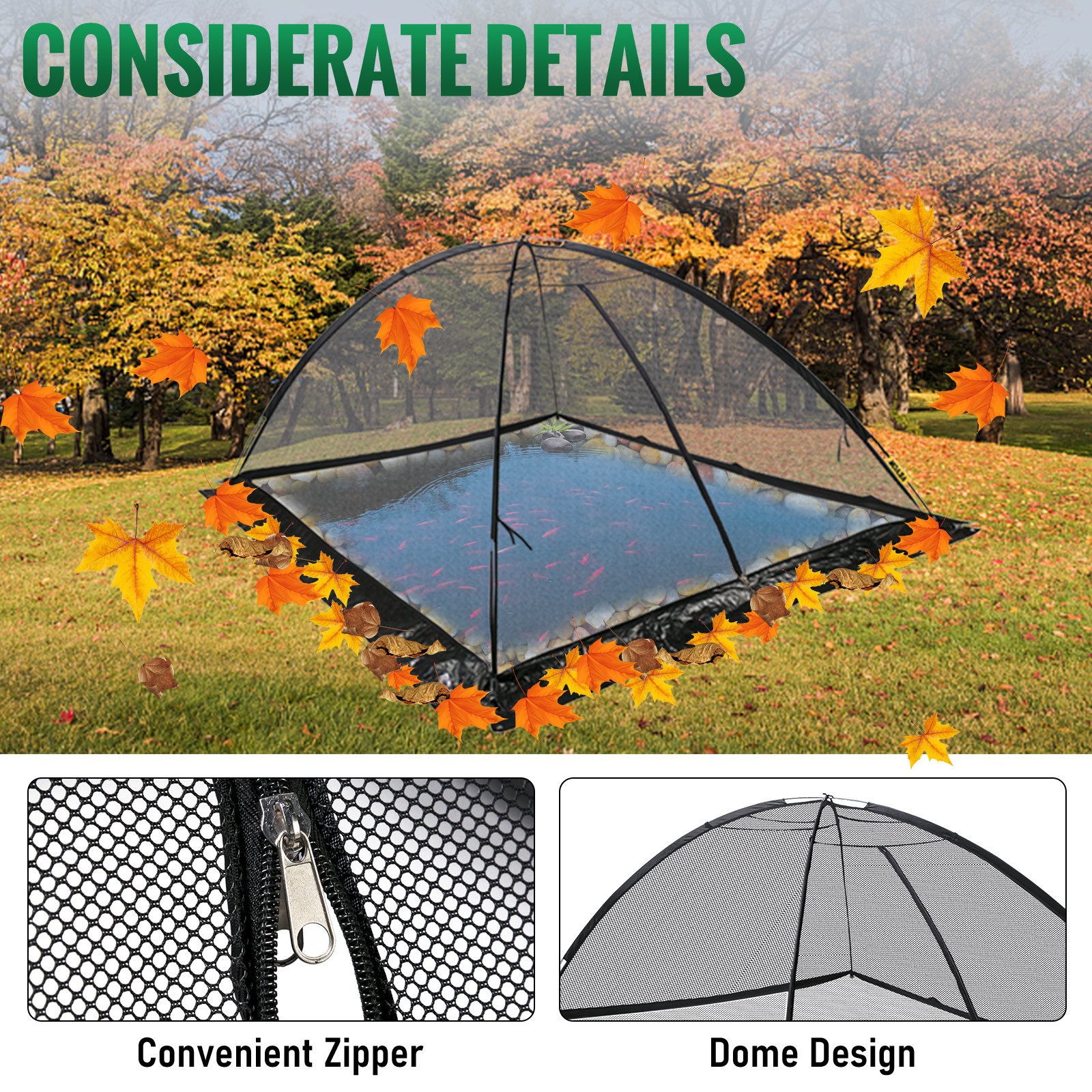 VEVOR Pond Cover Dome, 7x9 FT Garden Pond Net, 1/2 inch Mesh Dome Pond ...