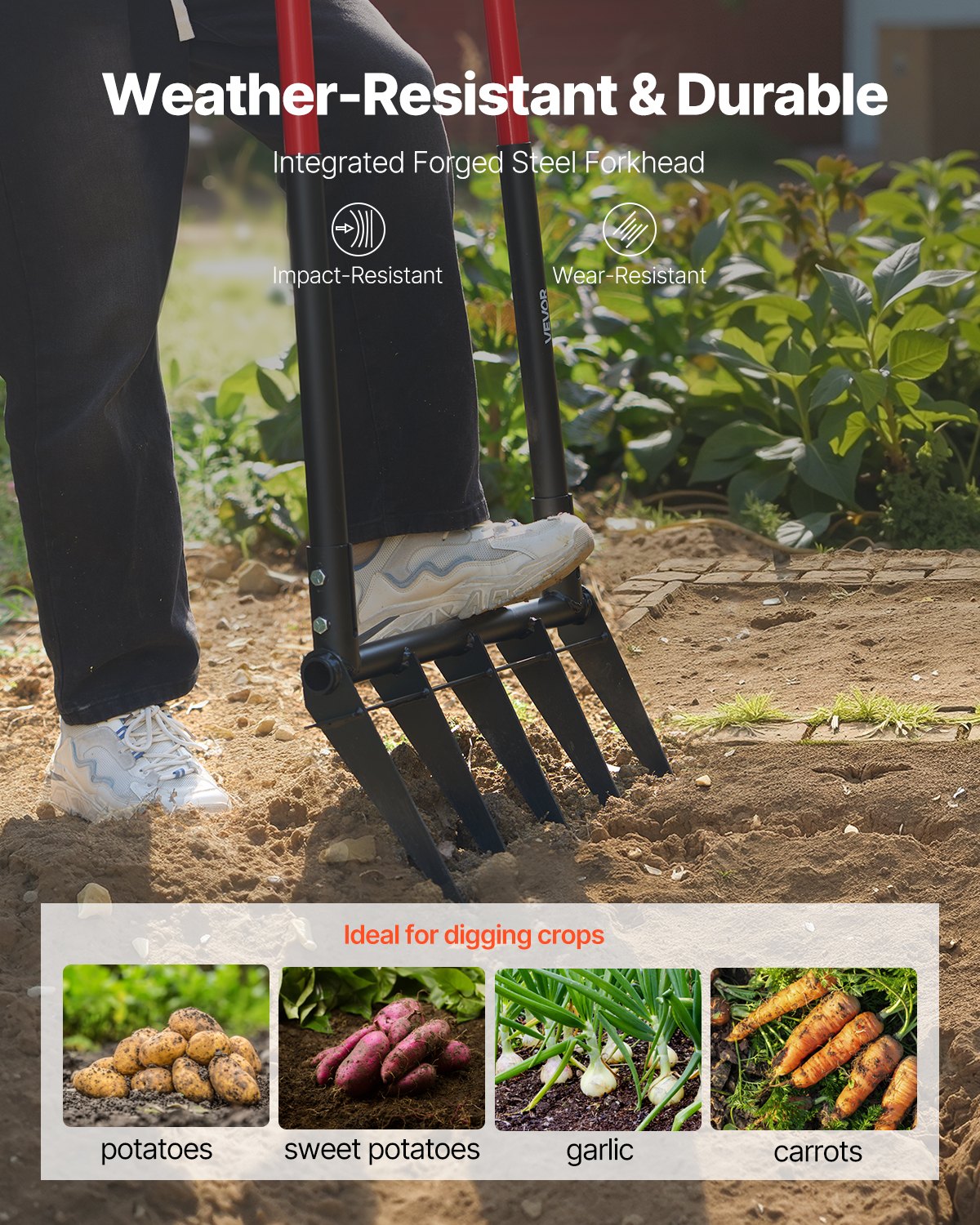 VEVOR Heavy Duty Garden Fork – 5 Tine, 54" Broad Fork