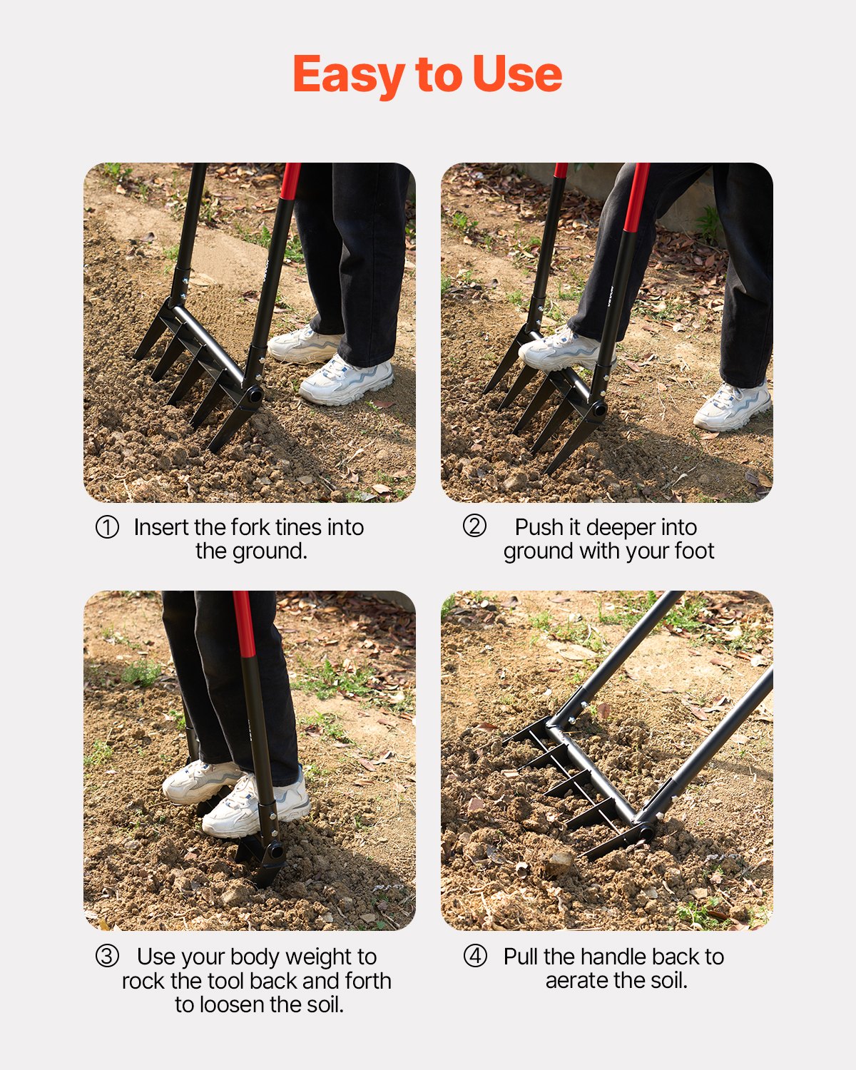 VEVOR Heavy Duty Garden Fork – 5 Tine, 54" Broad Fork