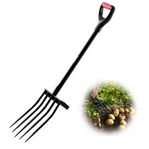 5 Tines Garden Fork Tool Metal Handle 41 in Spading Pitchfork Y Grip ...