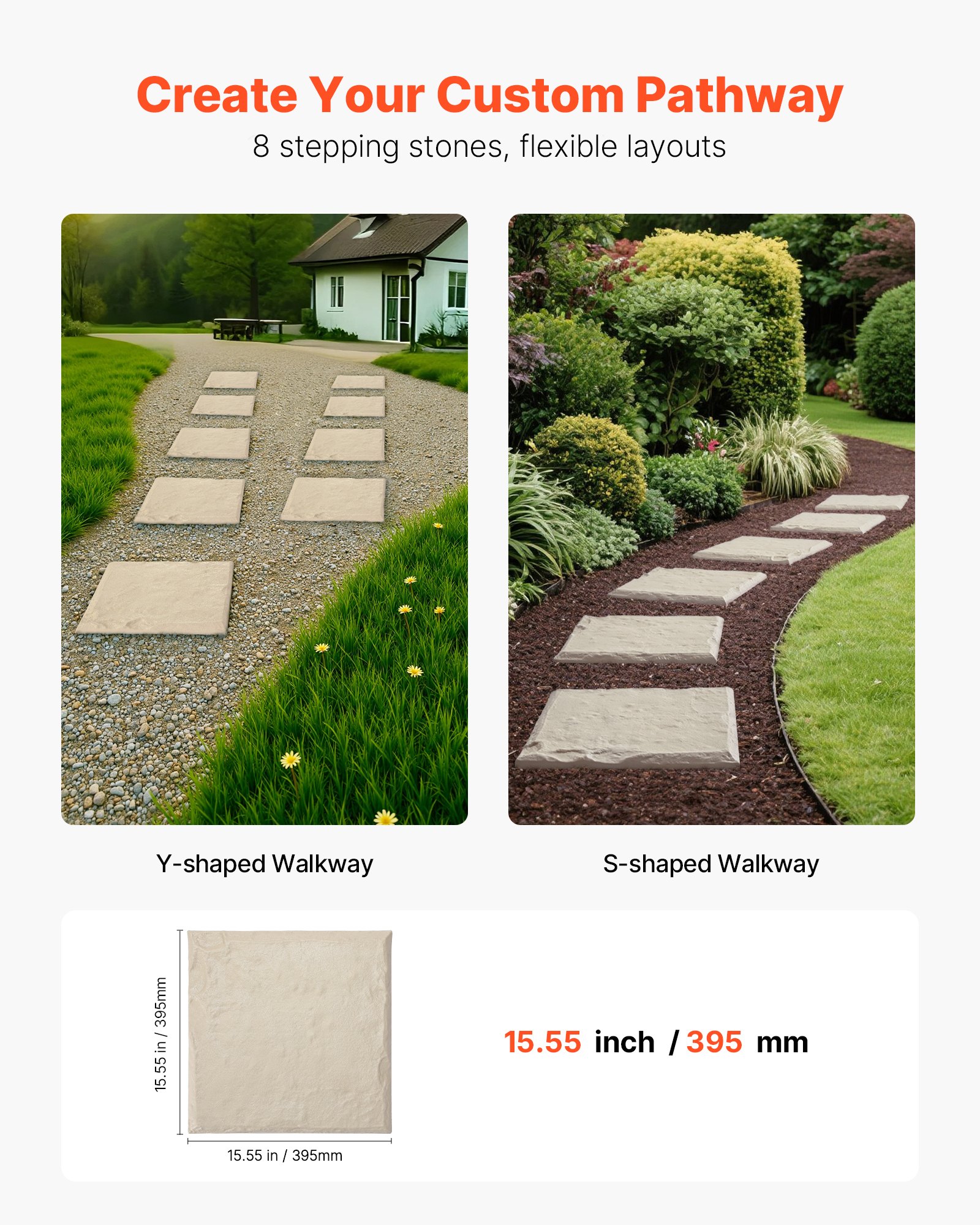 VEVOR Garden Pathway Stepping Stones – 8PCS Outdoor Set