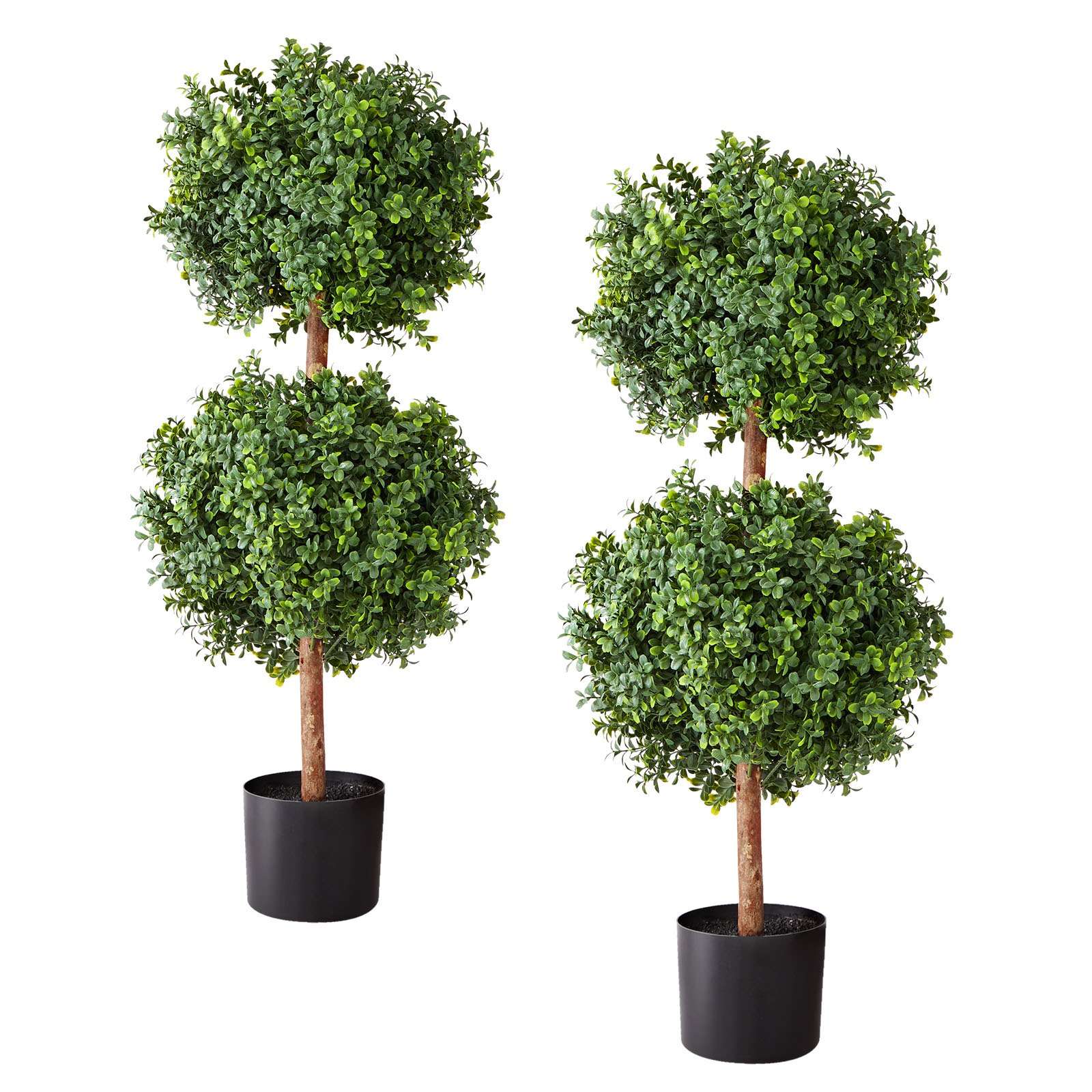 VEVOR Artificial Topiary Boxwood Double Ball, 2 Set 36 inch Faux ...
