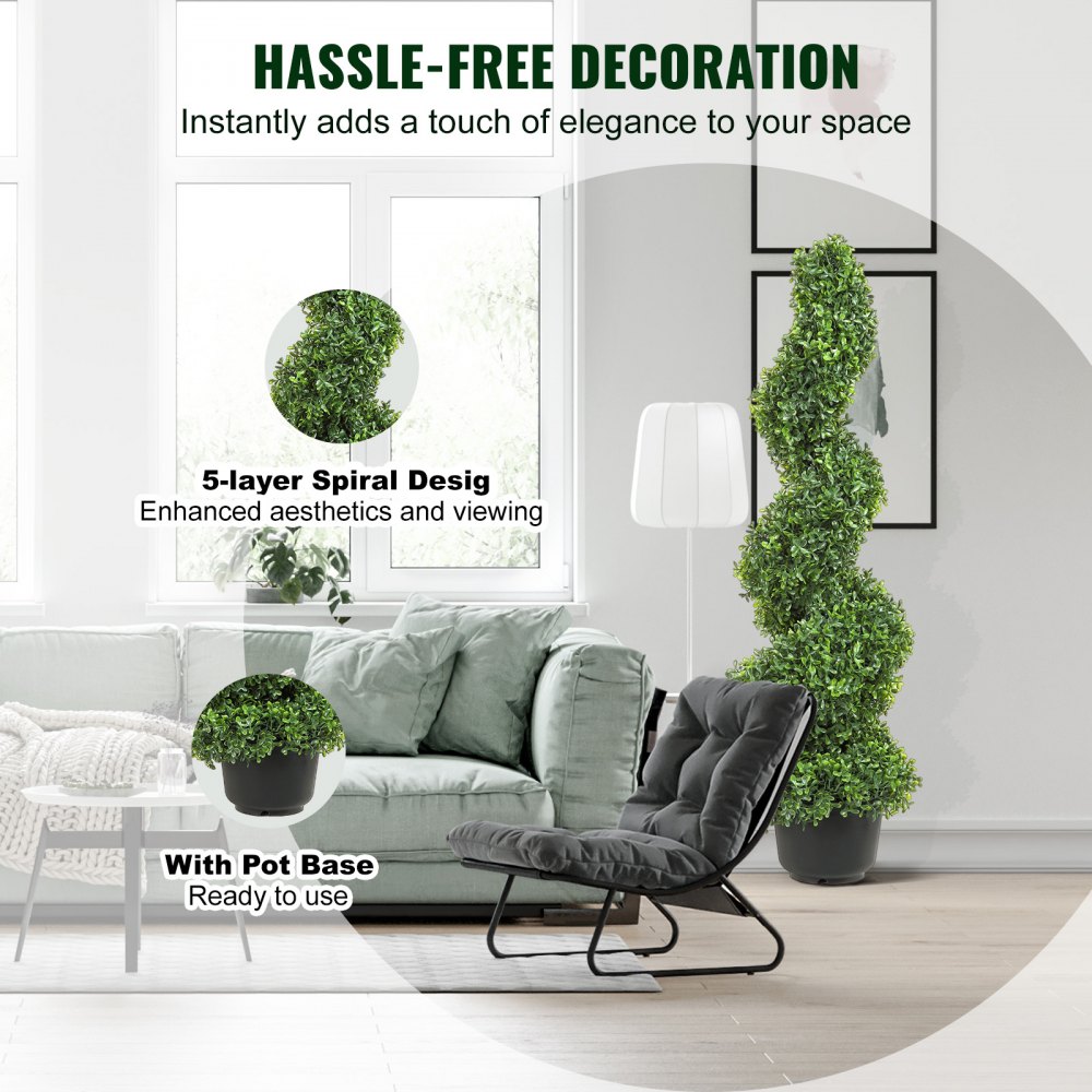 VEVOR 2 pcs. Artificial Boxwood Tower Topiary Spiral Artificial Plant ...