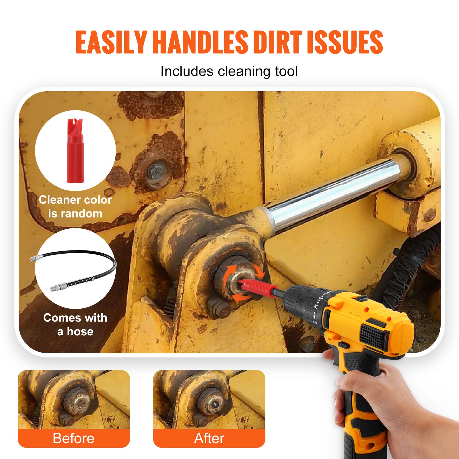 VEVOR Grease Gun Coupler, 10000 PSI High Pressure, 6-Jaw Locking, Quick ...