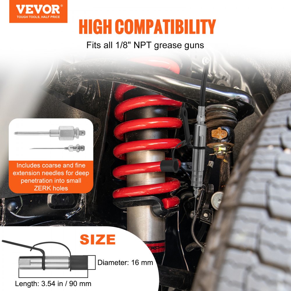 VEVOR Grease Gun Coupler, 10000 PSI High Pressure, 3-Jaw Locking, Quick ...