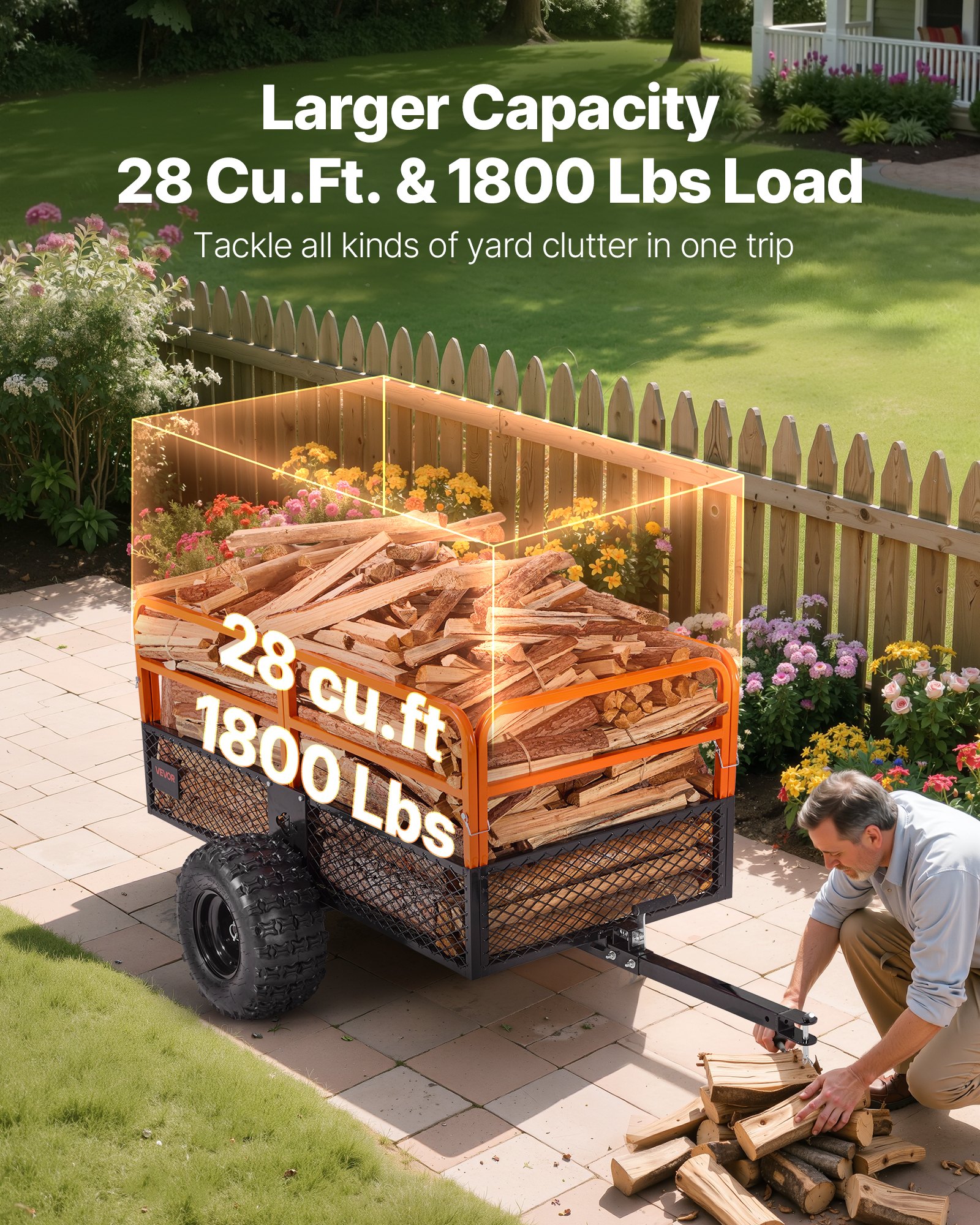 VEVOR Garden Trailer Dump Cart – 1800 lbs, 28 Cu. Ft Steel