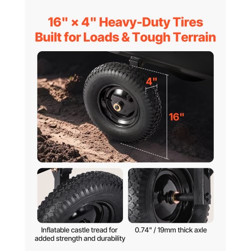 VEVOR Dump Trailer 500 lbs 10 Cu. Ft Tow Behind Plastic Garden ATV ...