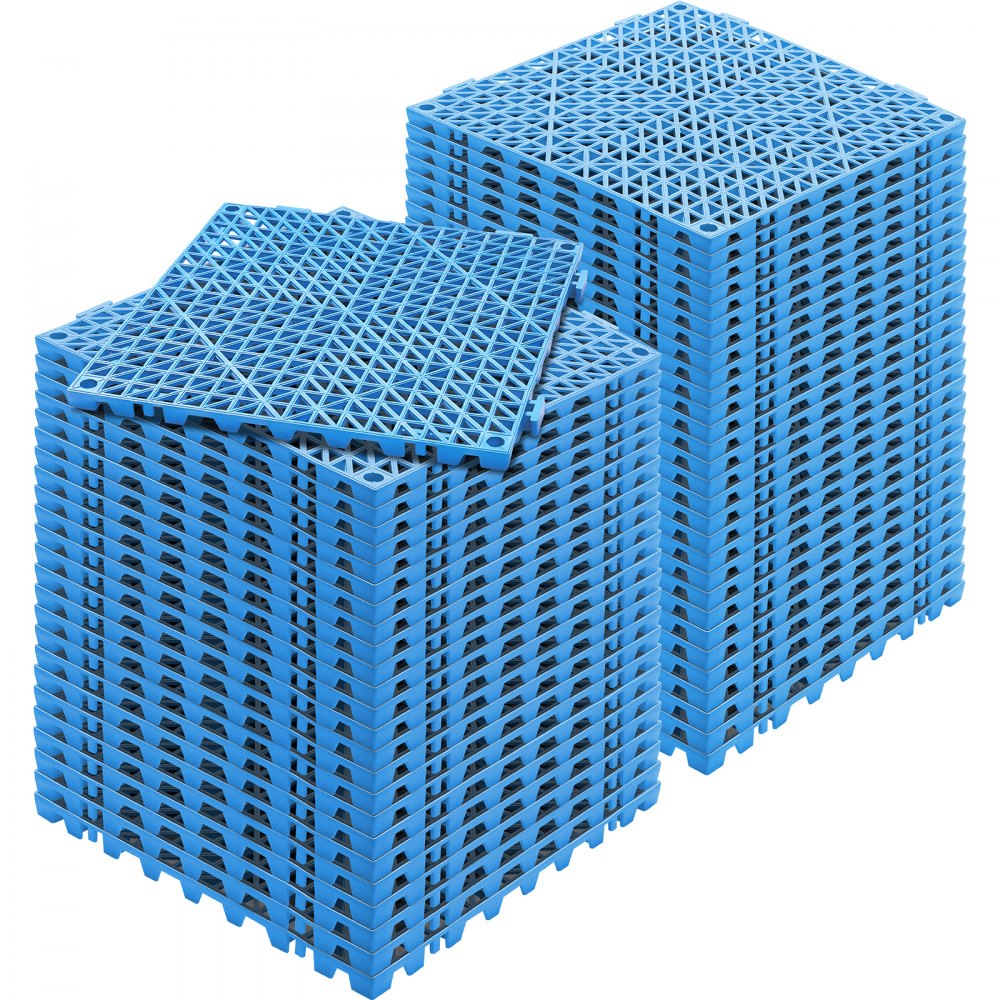 VEVOR Interlocking Tile 55PCS Blue, Drainage Tiles 12" x 12" Splicing ...