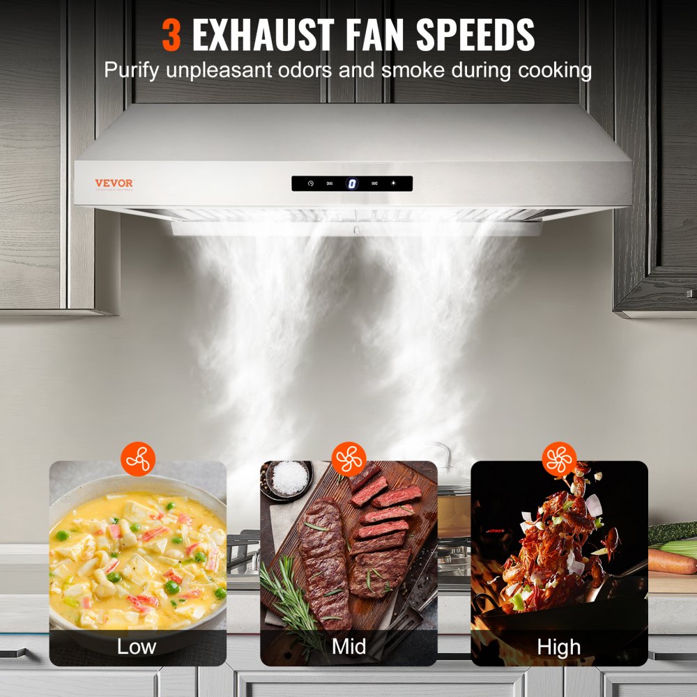 VEVOR 30" Under Cabinet Range Hood Ductless Kitchen Vent Stainless ...