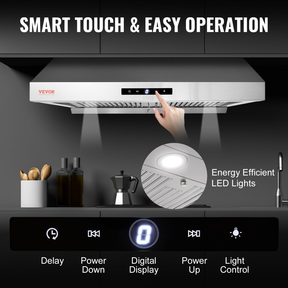 VEVOR 30" Under Cabinet Range Hood Ductless Kitchen Vent Stainless ...