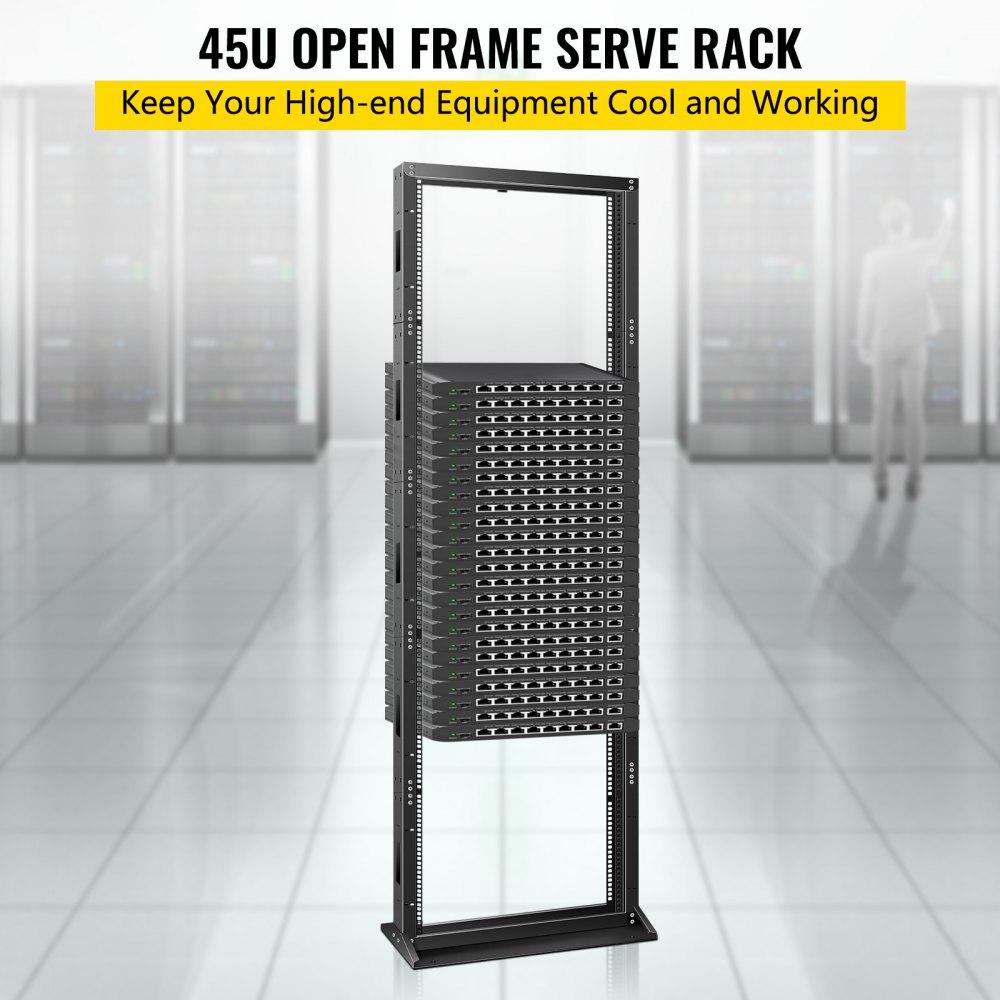 VEVOR Server Rack, 45U Open Frame Rack, 2-Post IT Server Network Relay ...
