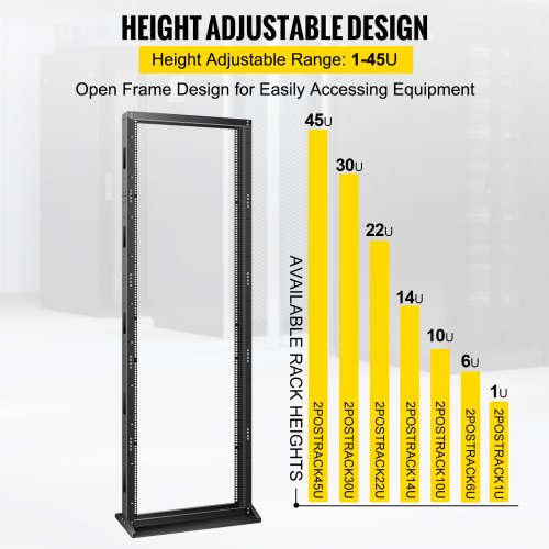 VEVOR Server Rack, 45U Open Frame Rack, 2-Post IT Server Network Relay ...