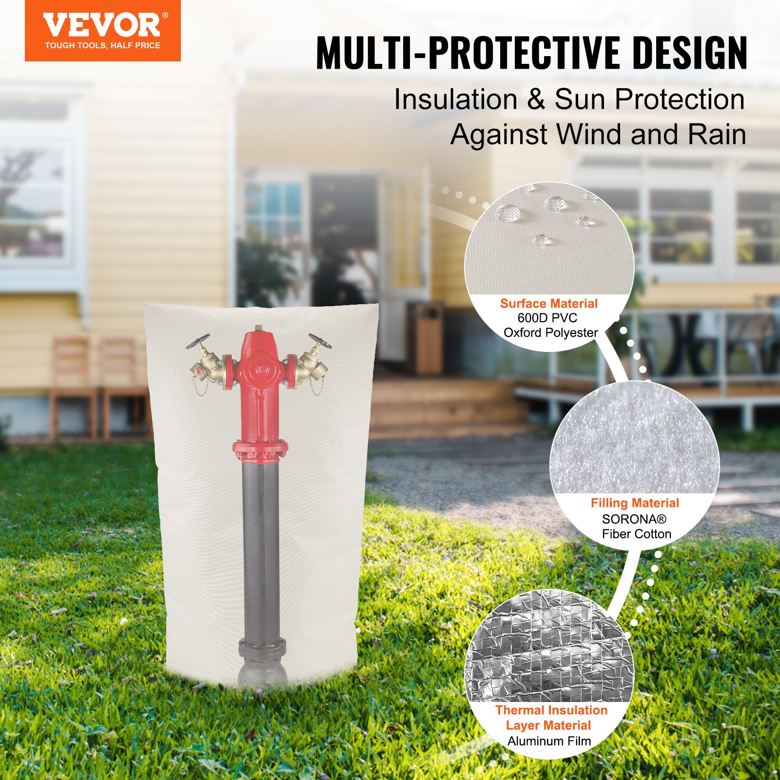 VEVOR Fiber Cotton Well Head Pump Cover, 20''W x 34''H, Pipe Insulation ...