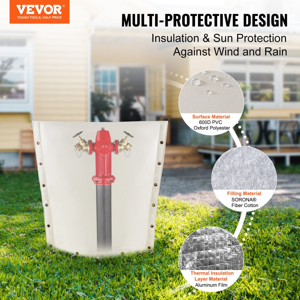 VEVOR Fiber Cotton Well Head Pump Cover, 24''W x 24''H, Pipe Insulation ...