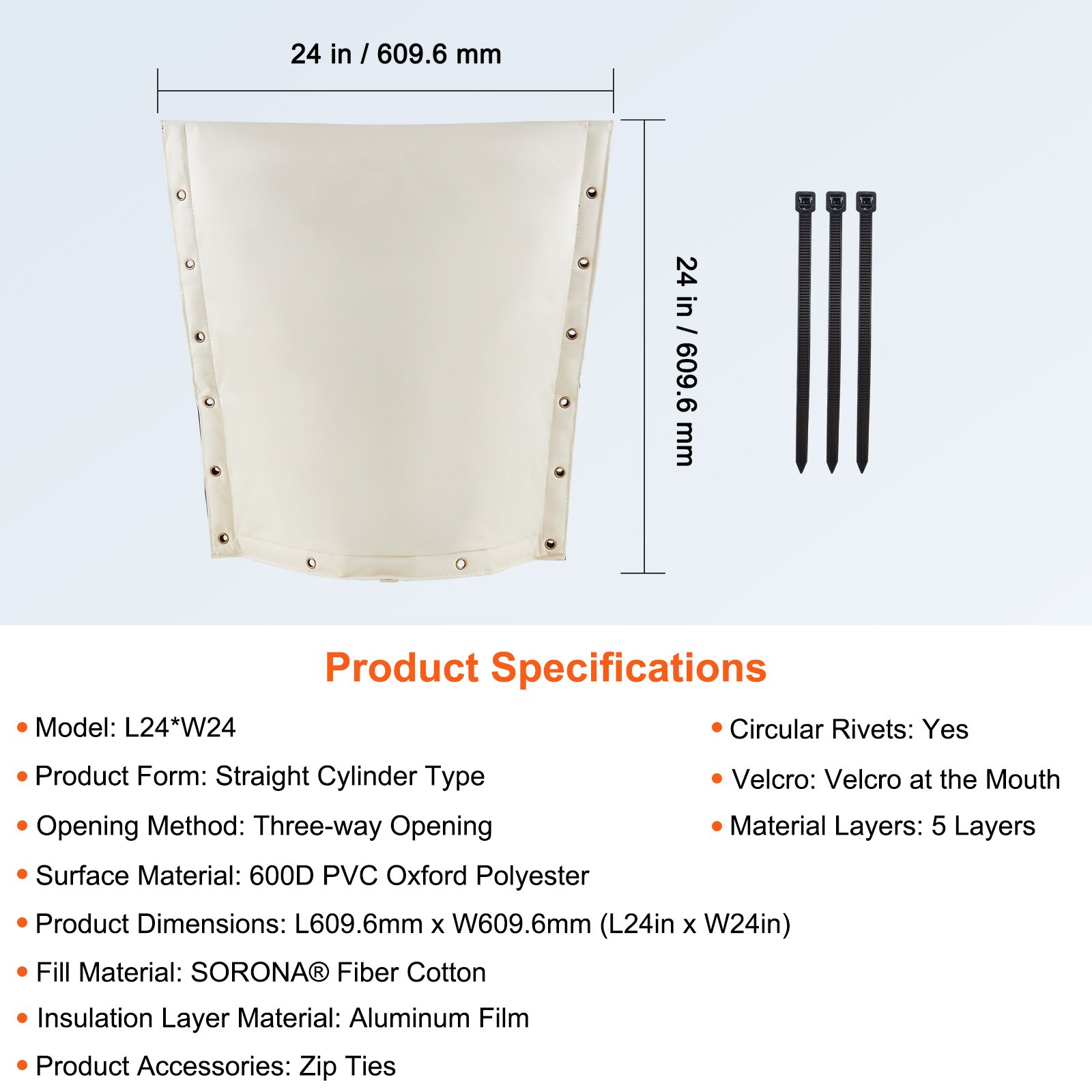 VEVOR Fiber Cotton Well Head Pump Cover, 24''W x 24''H, Pipe Insulation ...