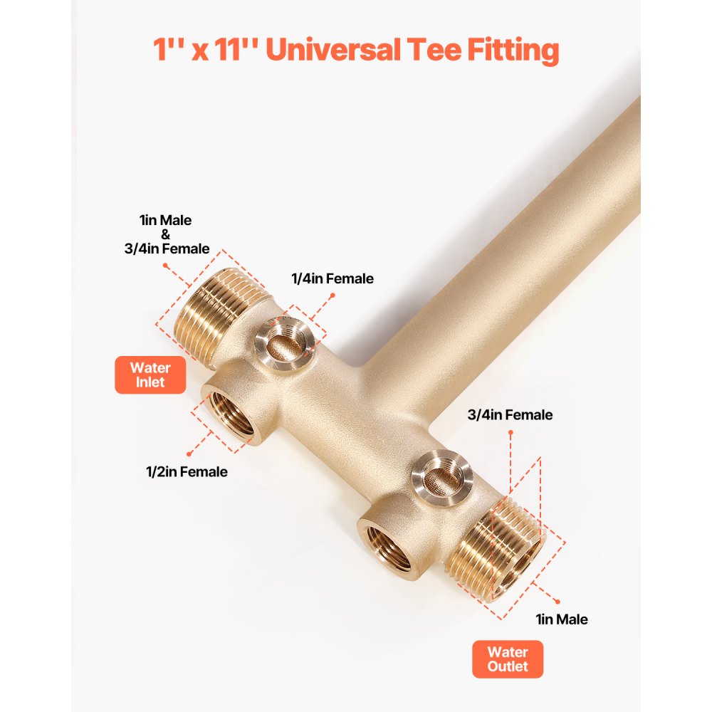 VEVOR 1" x 11" Well Pressure Tank Tee Kit, with 40/60PSI Switch, 7 ...