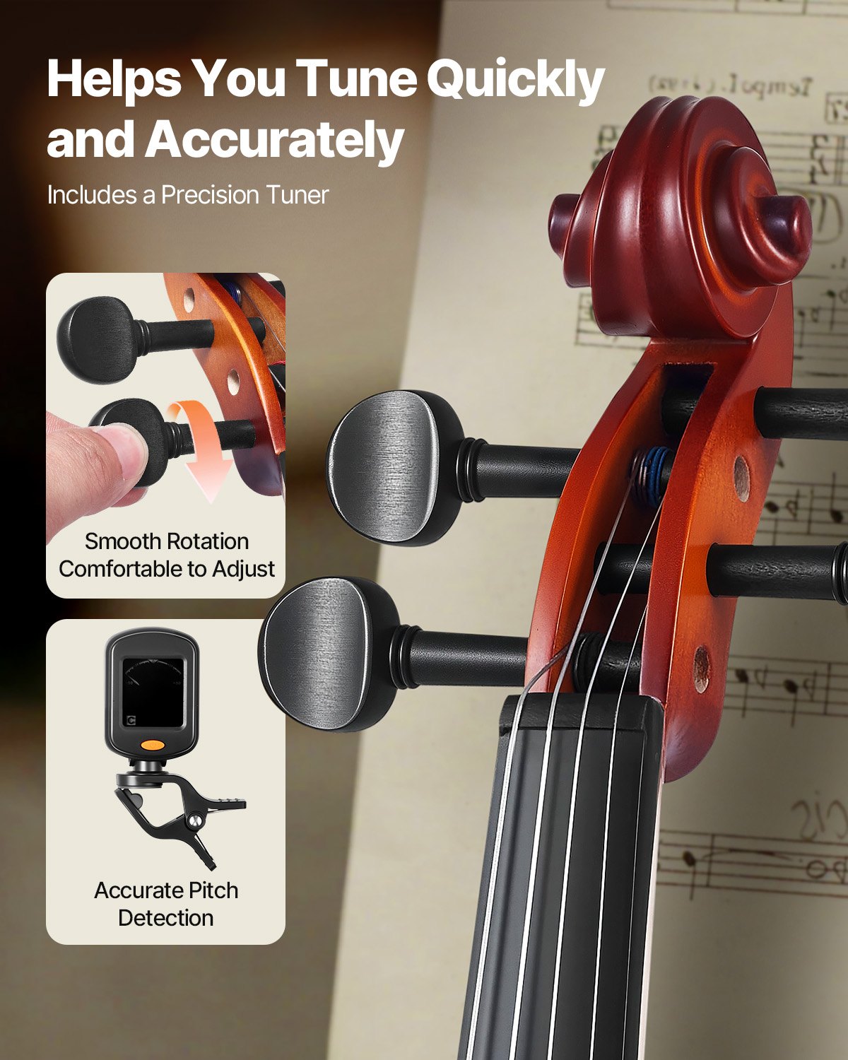 VEVOR 3/4 Size Violin – Age 9-11, Arm Length of 22-23 inches